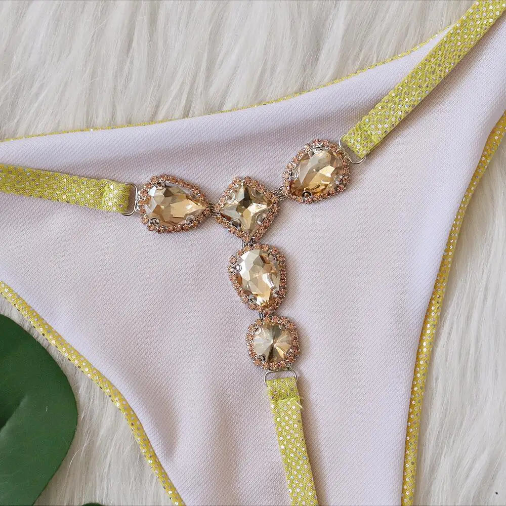 2022 New Rhinestone Bikini Women Sexy Crystal Diamond Micro Swimwear ...