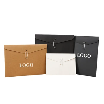 Custom Printed A4 Kraft Paper Envelope String Tie Closure Office Folder ...