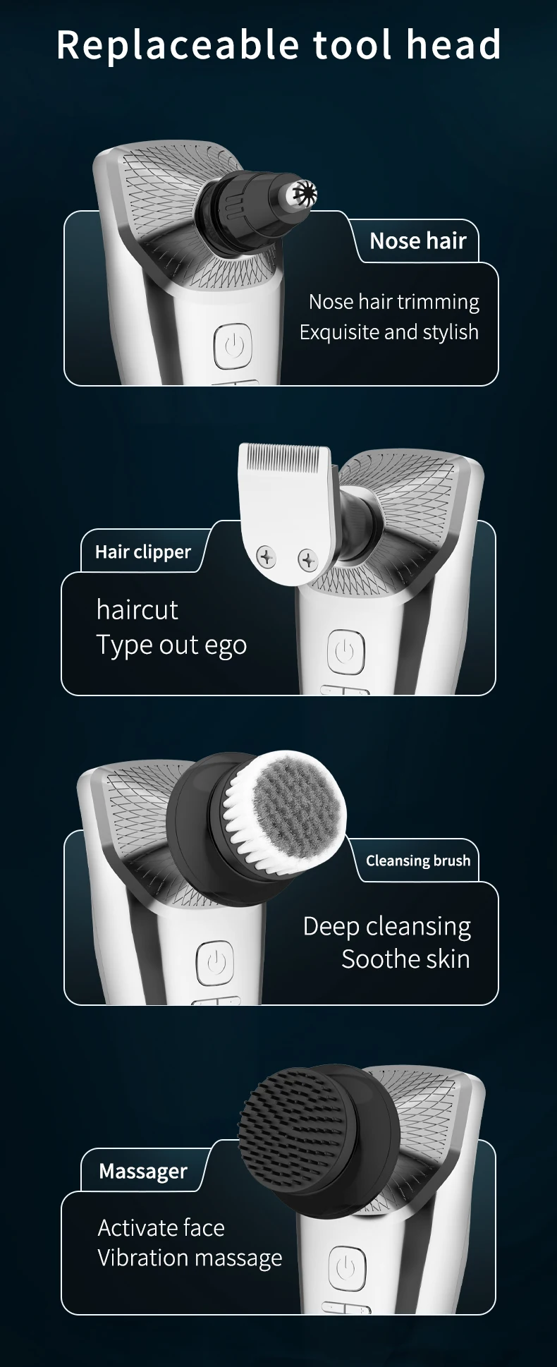 Ms-686 Electric Shaver 7 Head Razor Electric Beard Knife Bald Machine ...