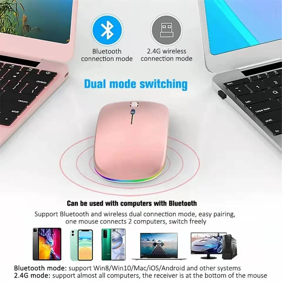 Rechargeable Bluetooth Wireless Mouse - 1600DPI Gaming
