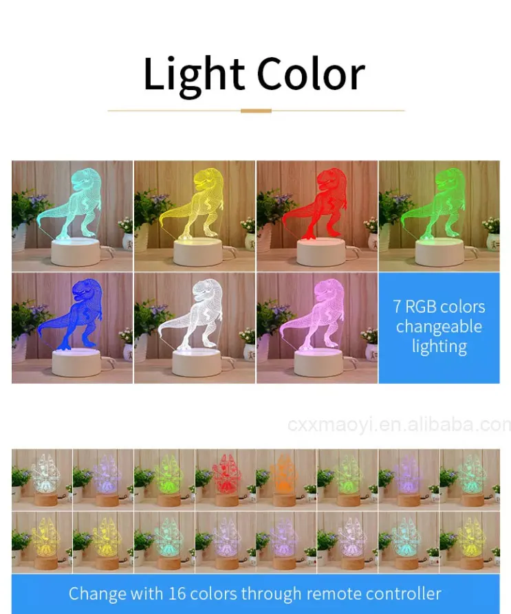 Black RGB Acrylic Touch Lamp Bases for 3D LED Night Light With USB ...