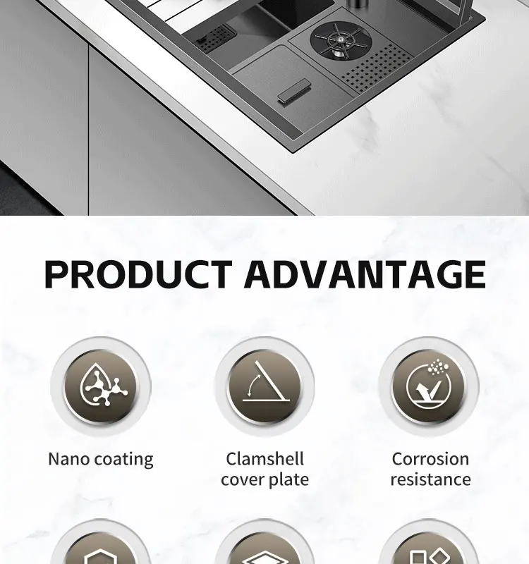 CE Complete Whole Set Smart Kitchen Sink Undermount Sinks Multifunction ...