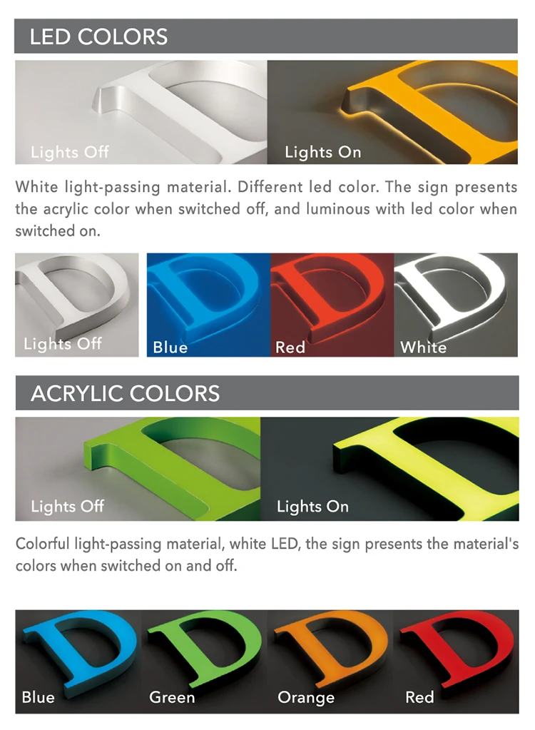 Waterproof Acrylic Letter Led Logo Sign Customized Signs Edge Lit Sign ...