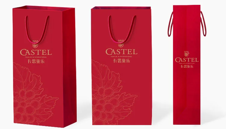 Luxury Christmas Red Wine Carrier Paper Bag Kraft Tote Paper Gift Wine ...