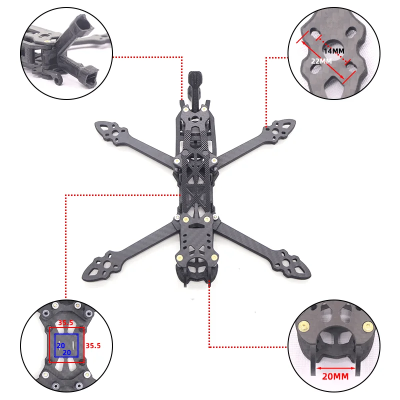 Hskrc Mak4 Hd 5/6/7 Inch Rc Quadcopter Carbon Fiber Frame Djii Fpv Air ...