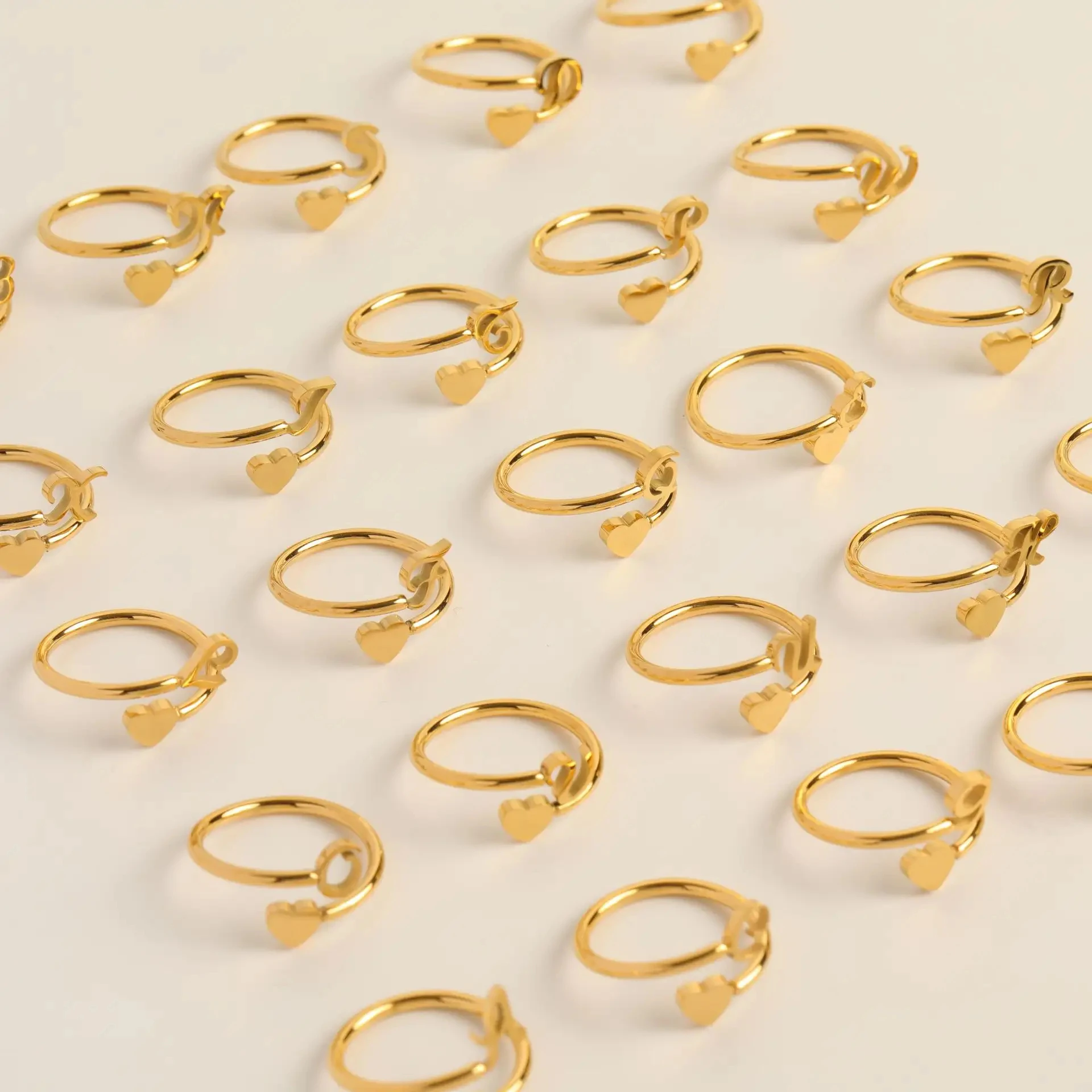 Custom Jewelry Adjustable 18k Gold Stainless Steel Heart Letter Finger ...