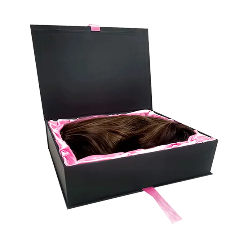 Custom Ribbon Silk Lining Folding Boxes for Wigs Hair Extension ...