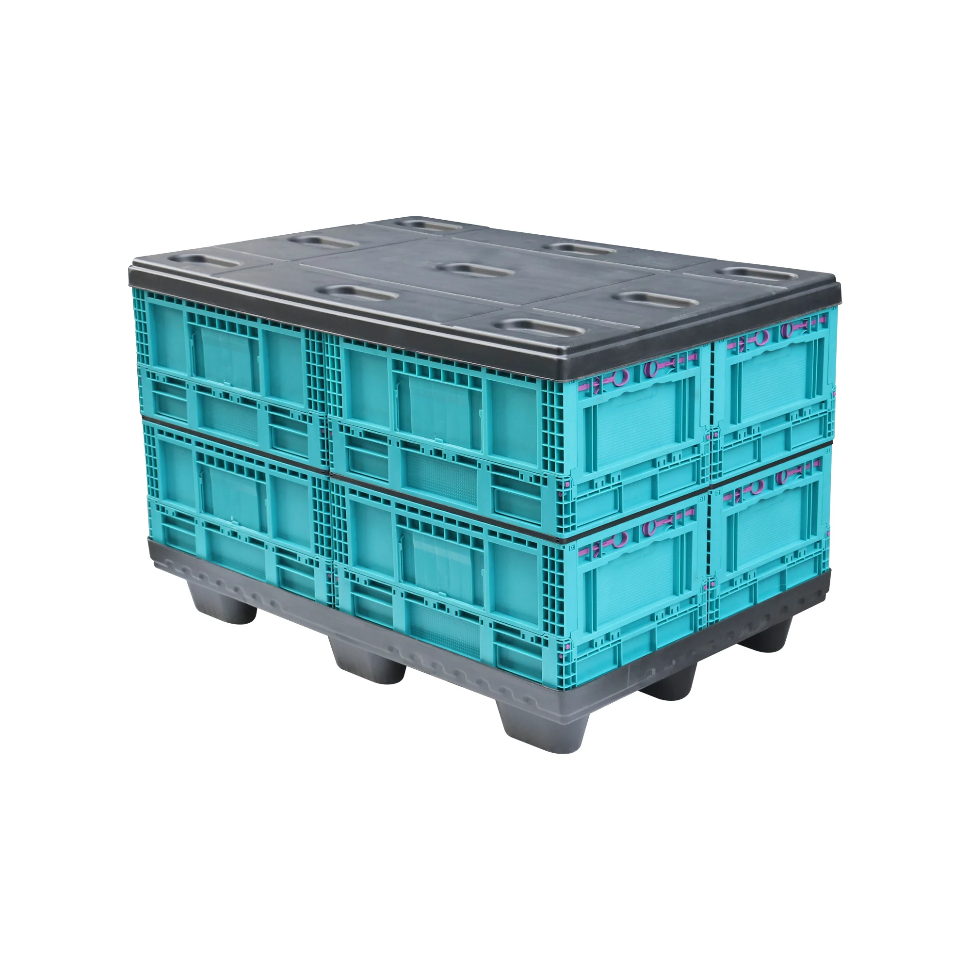 QS Stackable Folding Crates Plastic Storage Boxes Collapsible Storage ...