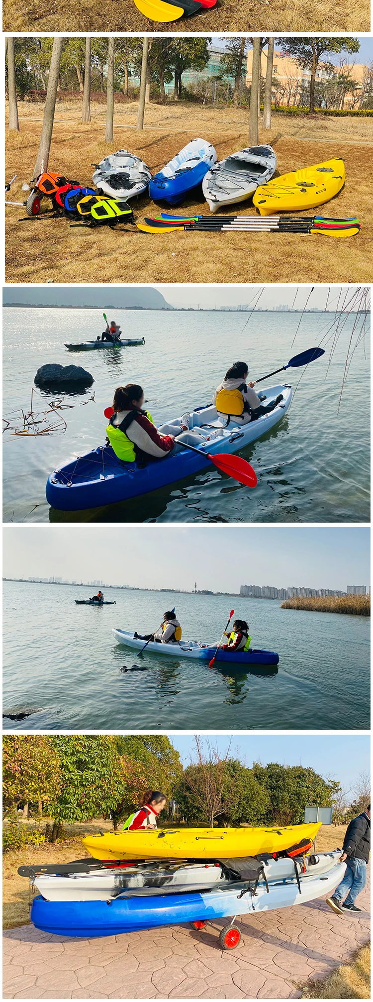3 Person Tandem Fishing Canoe Boat - Sit on Top Kayak Sale