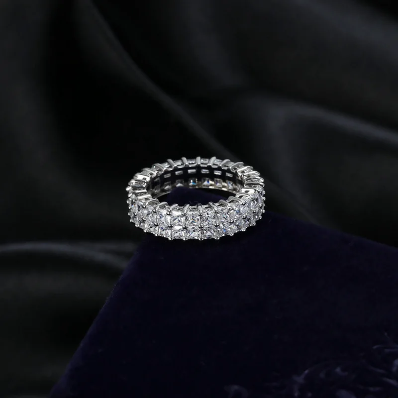 Iced Out Silver Wedding Rings Miami Cuban Style High Quality Rings Gold ...