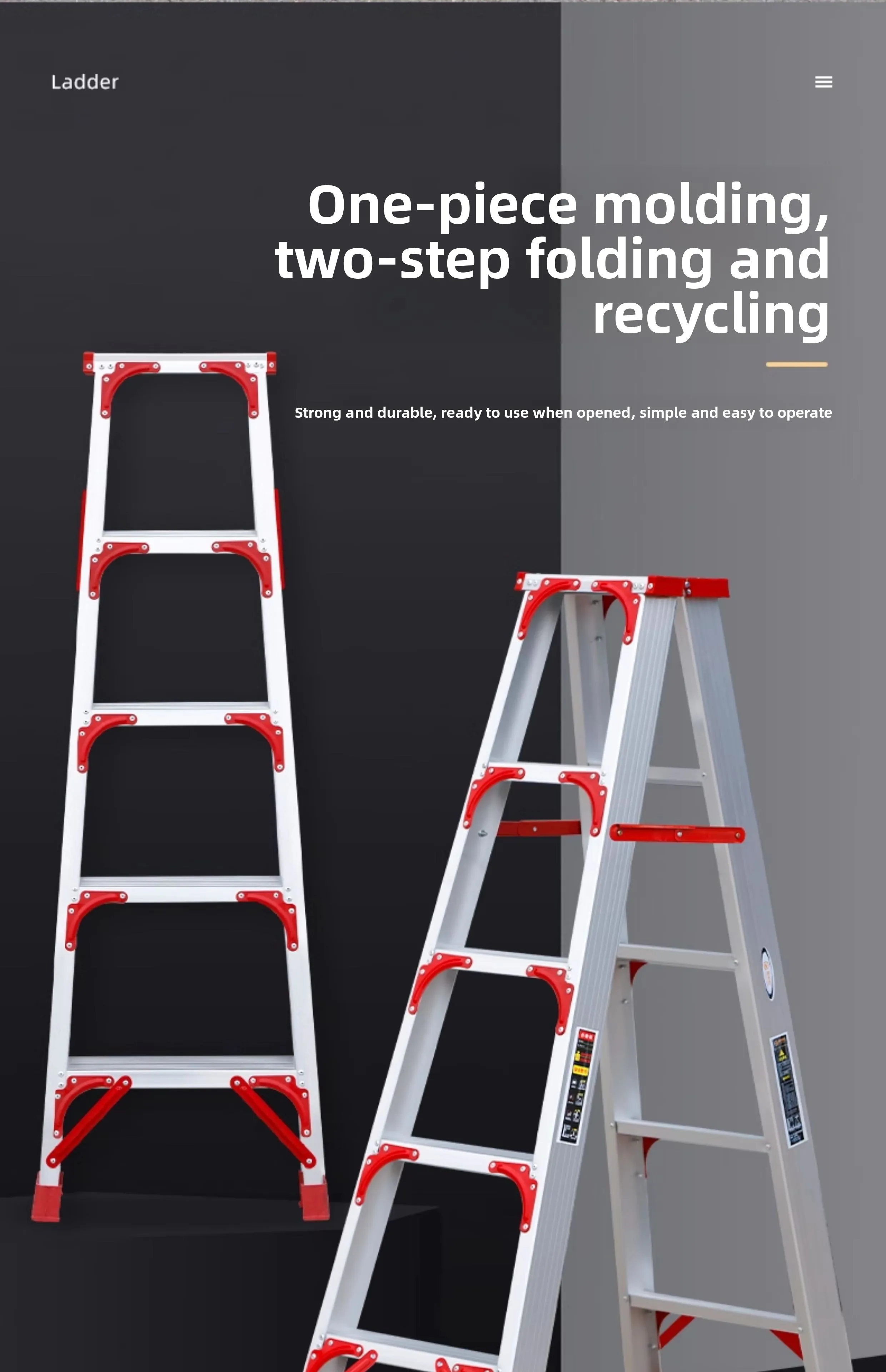 Multi-Functional A-Frame Aluminum Alloy Folding Ladder Thickened Double ...