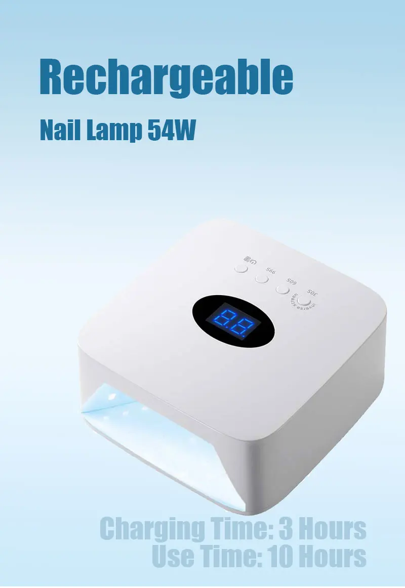 Smart 9600mah Cordless Uv Led Rechargeable Nail Lamp Manicure Pedicure Timing Temperature ...