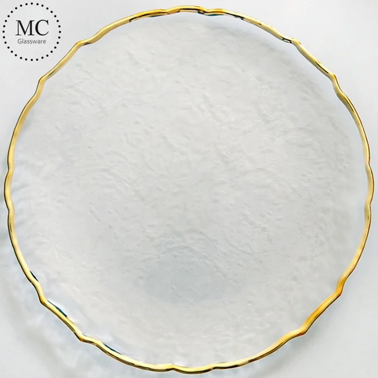 Alibaba.com: Flower Shape 13 Inch Gold Rimmed Glass Dinner Plate for ...