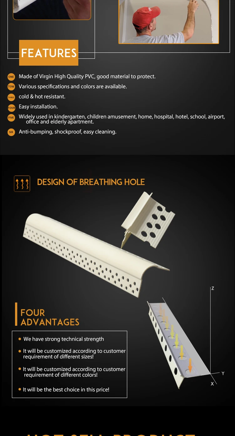 Pvc Corner Bead/wall Guard/angle Bead - Buy Plastic Wall Guard,Plastic ...