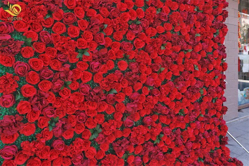 Yopin 215 Wedding Decoration Stage Red Flower Wall Backdrop Cloth ...