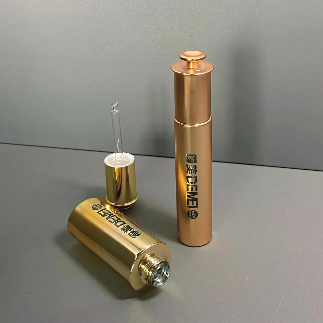 Golden Laser Glass Push Dropper Bottle Thick Bottom Glass Serum Bottle ...