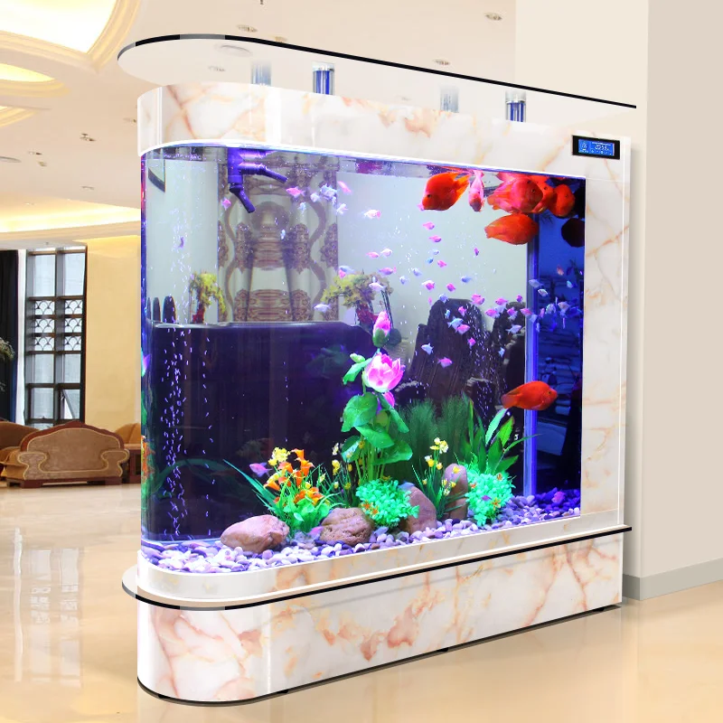 Ultra White Luxury Eco-Friendly 25W Goldfish Tank Curved Corner ...