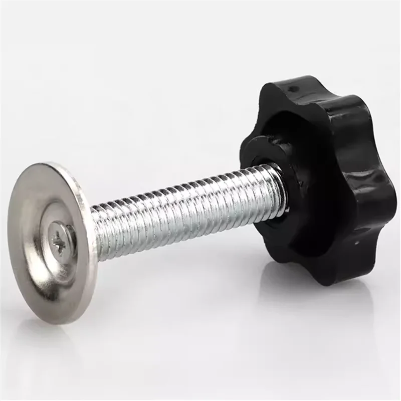 Stainless Steel Male Threaded Knob - Black Plastic Handle