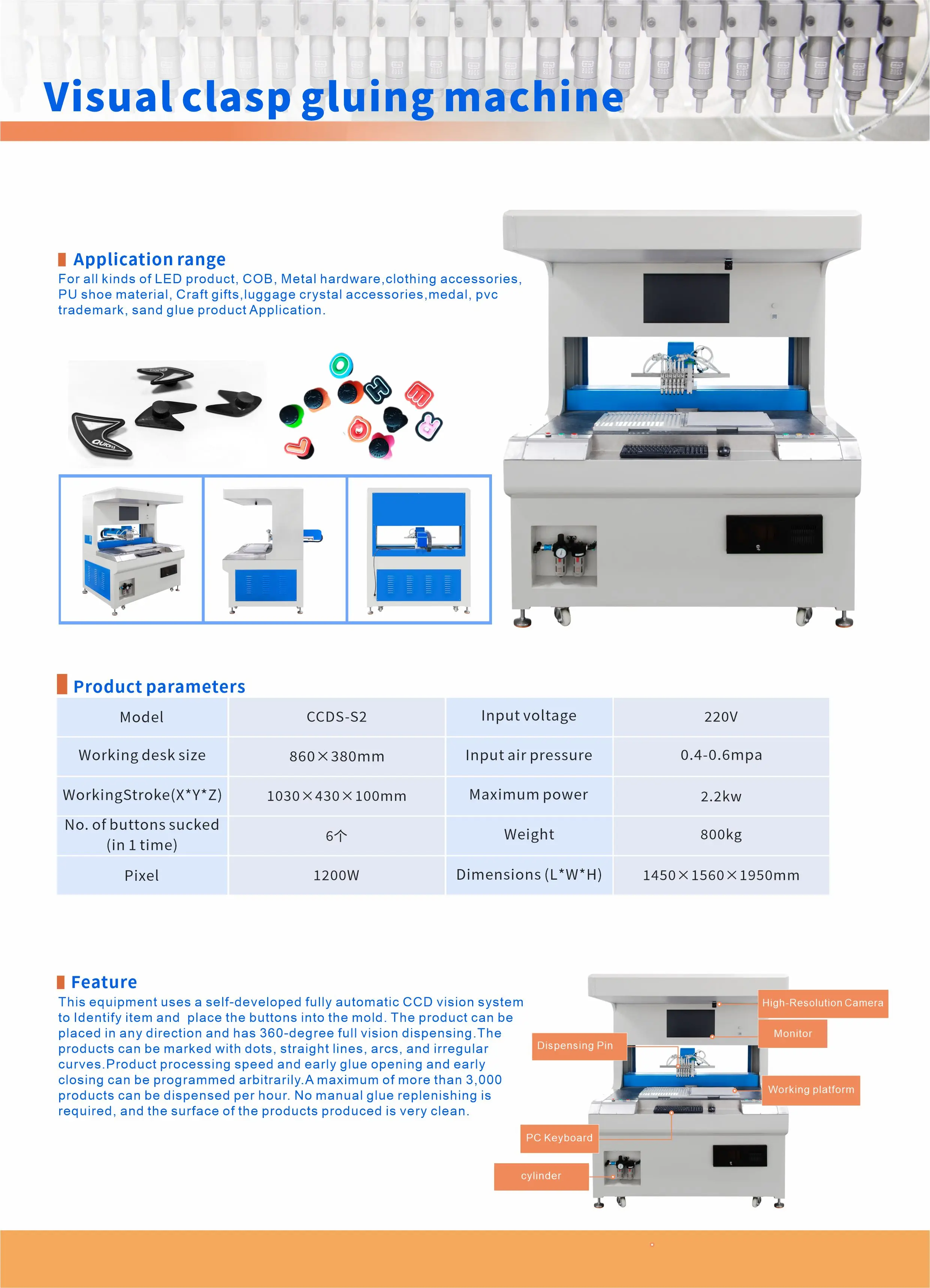 Visual Clasp Gluing Machine Button Dispensing Machine For Clothing ...