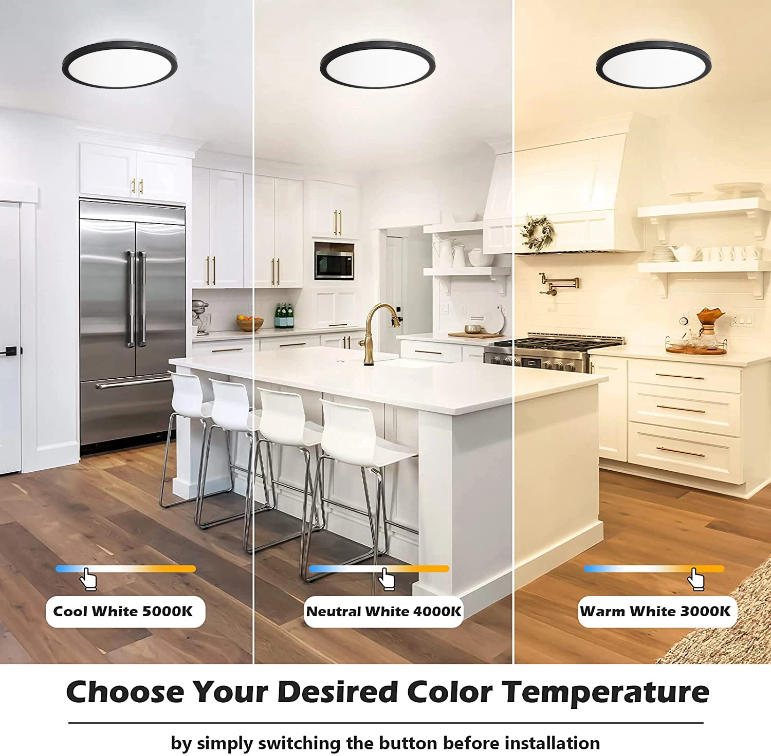 Worbest Kitchen Black Slim Light Modern Ceil Flush Mount Lamp Led ...