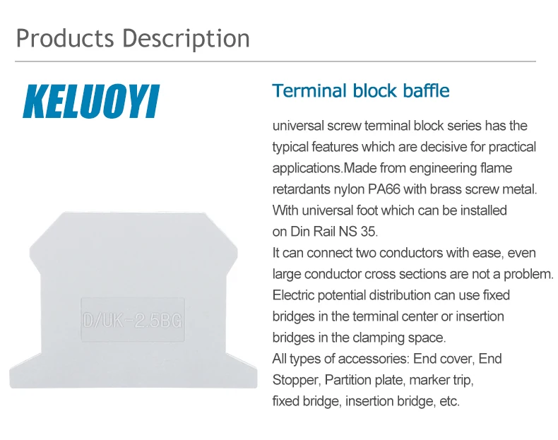 Zhejiang Cloy Terminal Block Connector D/uk-2.5bg Terminal Block Baffle ...