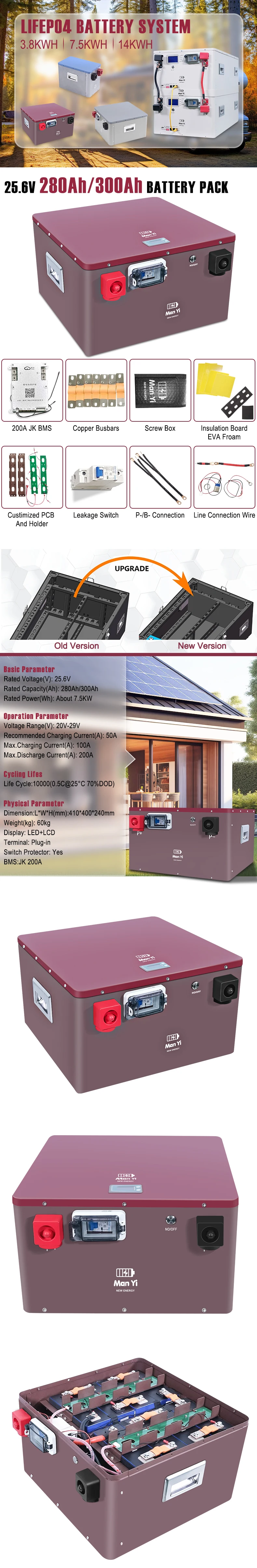 Manyi EU Stock 24V 300ah Lifepo4 Battery Pack for Boats