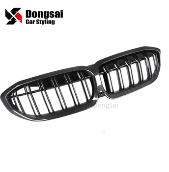 Dry Carbon Fiber Double Slats Front Bumper Kidney Center Grille Grill ...