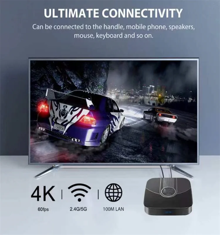 M98 MAX TV Box - Android 12, 2.4G 5g Wifi, 2GB 16GB