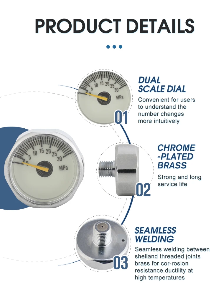 Pressure Gauge 25mm Luminous Pressure Manometer 0-30mpa With Chrome ...