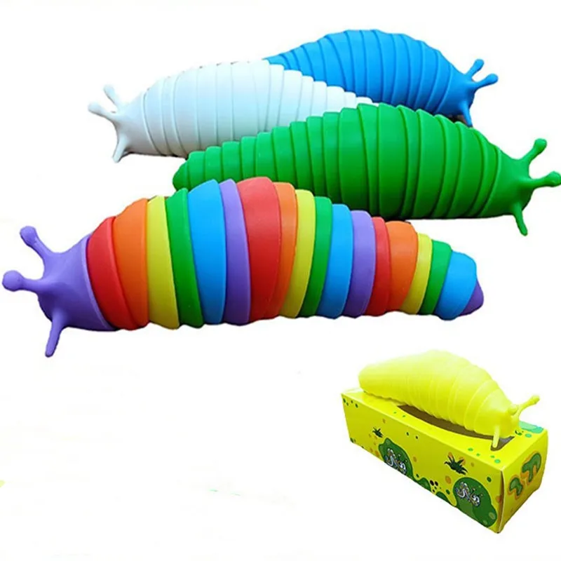 2022 Fidget Slug Stress Relief Articulated Sticky Stretch Slug Sensory ...