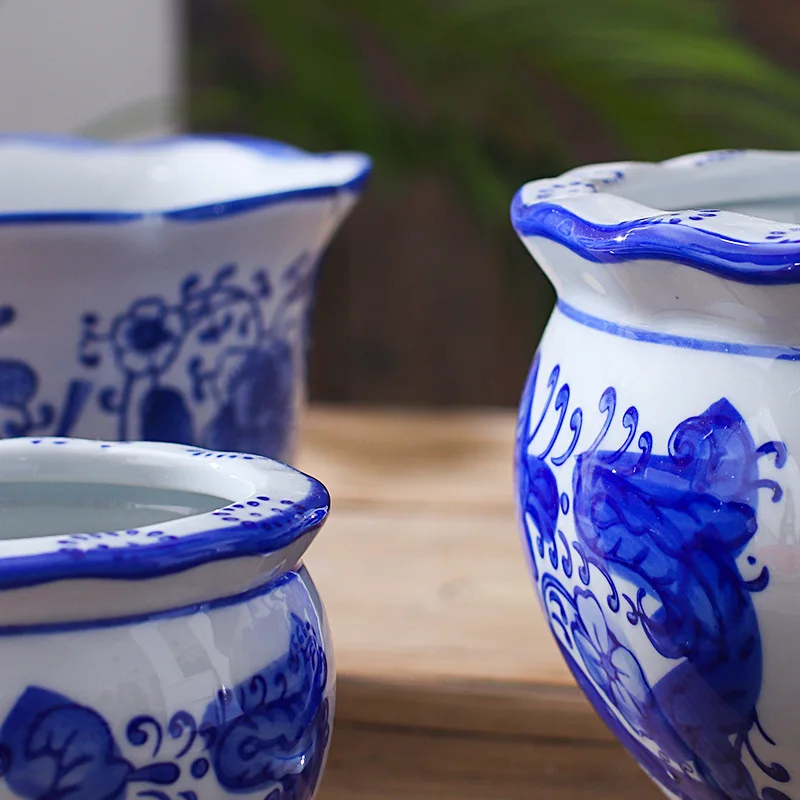 Blue And White Porcelain Flower Pots Vintage Vintage Blue Indoor ...