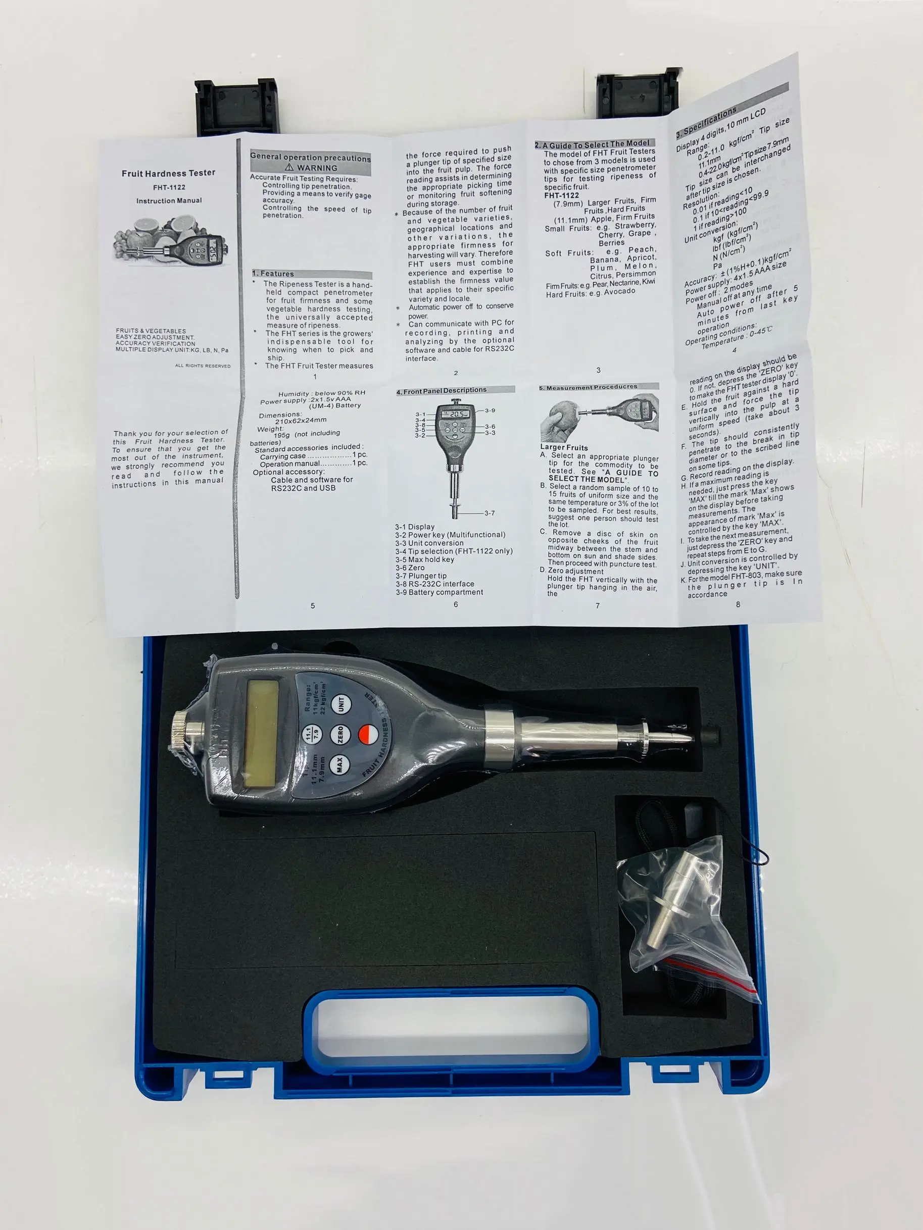VEGETABLE/FRUIT HARDNESS TESTER - Huatec FHT-1122 Penetrometer