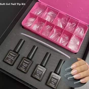 Gel X Tips Set With Uv Led Lamp File Gel Glue Nail Extension Full Cover ...