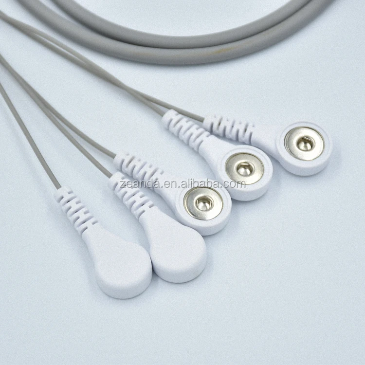 Customized Medical Electrode Cable 4 Lead 4.0mm Ecg Female Snap To Open ...