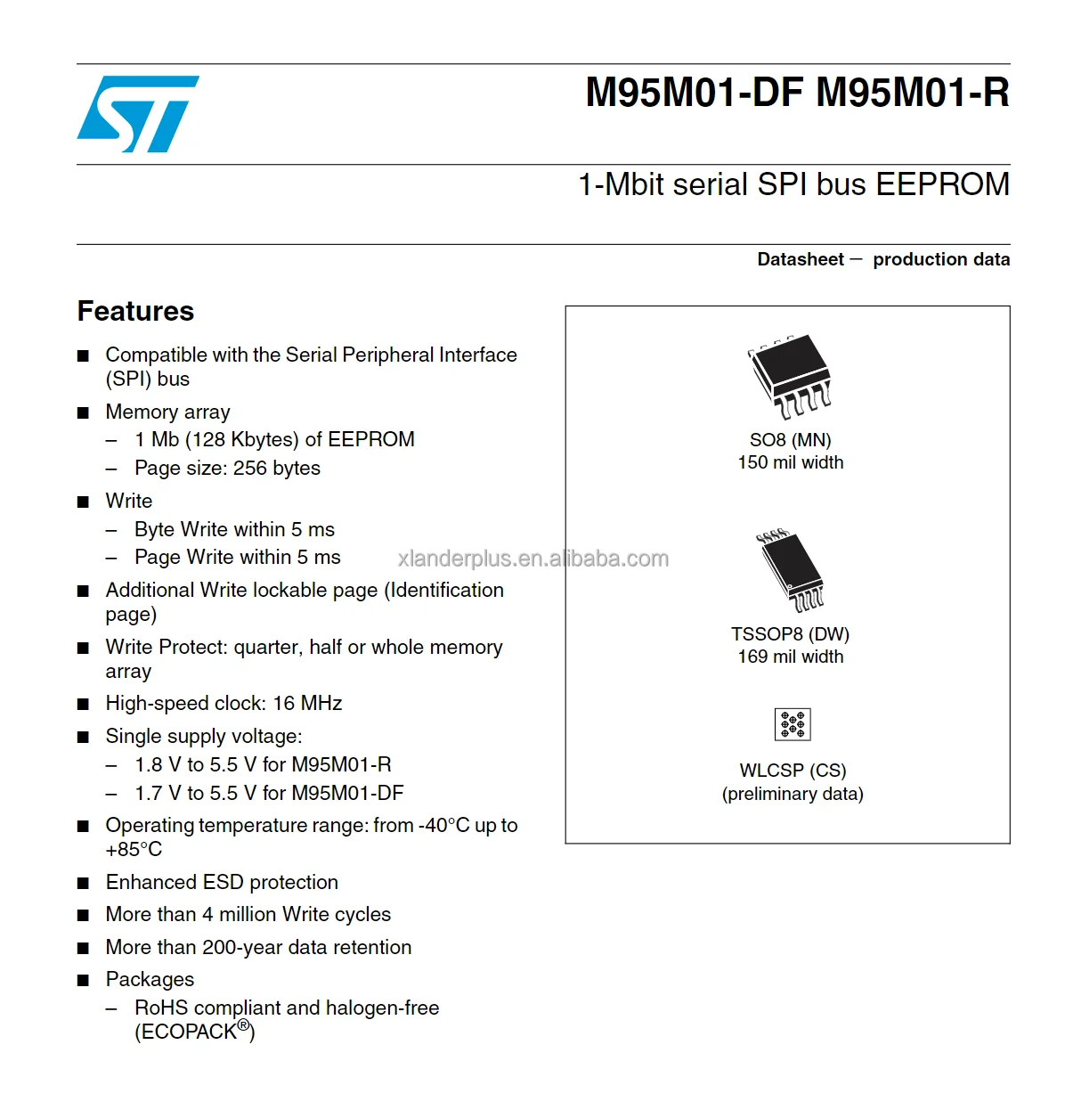 X-lander M95m01-rmn6tp Ic Eeprom 1mbit Spi 16mhz 8soic Integrated Circuit Electronic Components ...