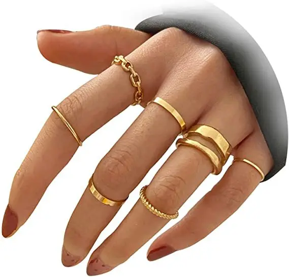 Gold Knochel ringe Set fur Frauen Madchen 7 Stuck Stapelbare Ringe Set Vintage Knochel Trendy Gold Ringe Set Alibaba