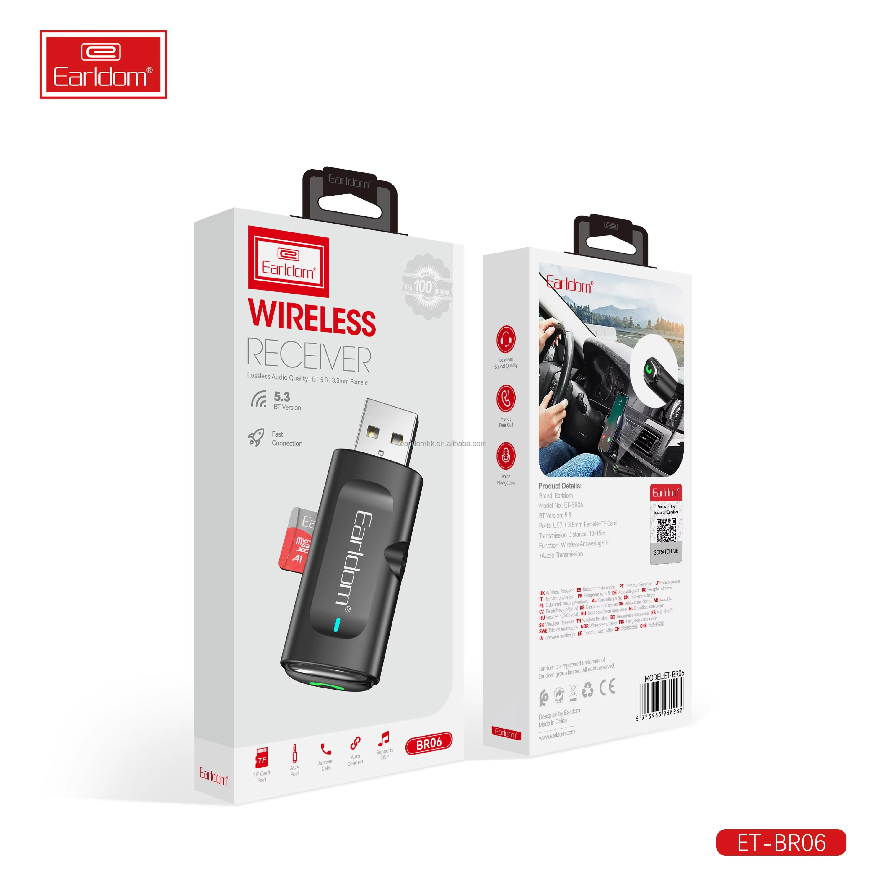 Earldom ET-BR06 Wireless Audio Receiver USB Bluetooth 5.3 with 3.5mm Port – High Sound | 3RAFOTY ...