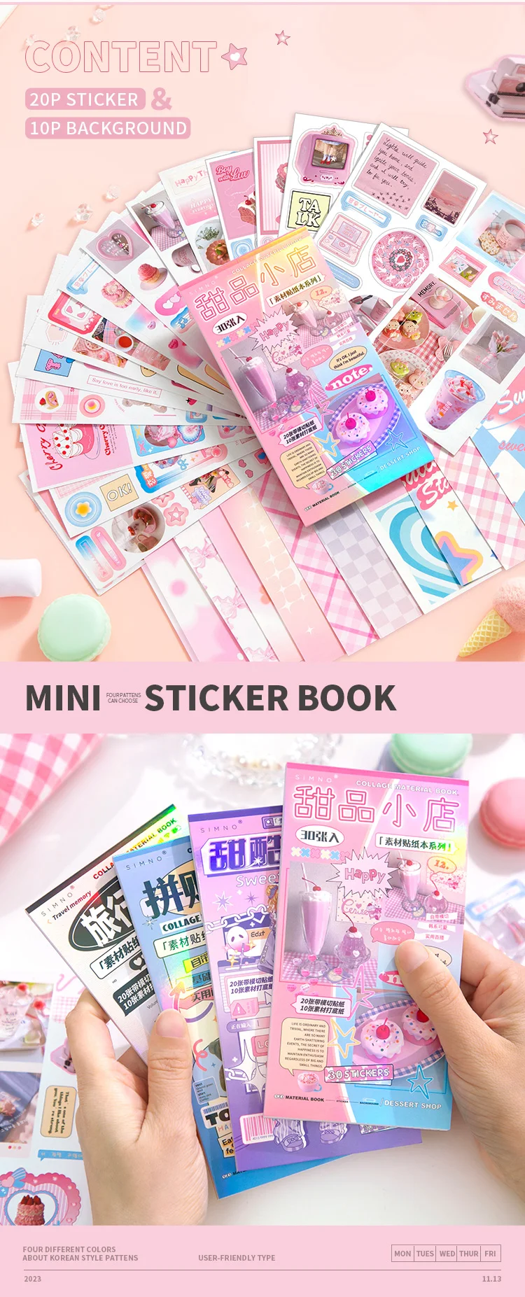 Simno 30 Sheets Girls Cute Cartoon Decorative Washi Stickers And Papers ...