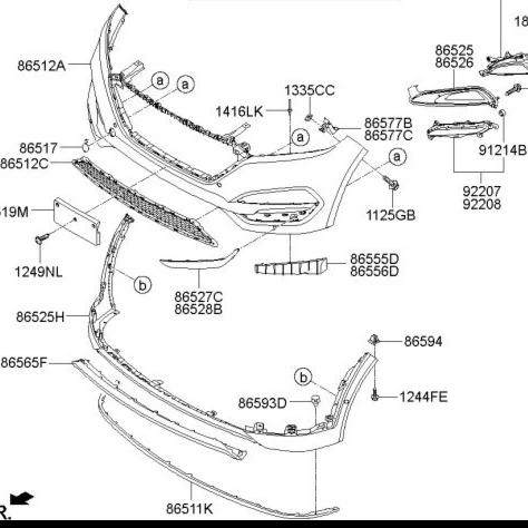 Hyundai Tucson 2016 Front Bumper - High-Quality Primed Cover