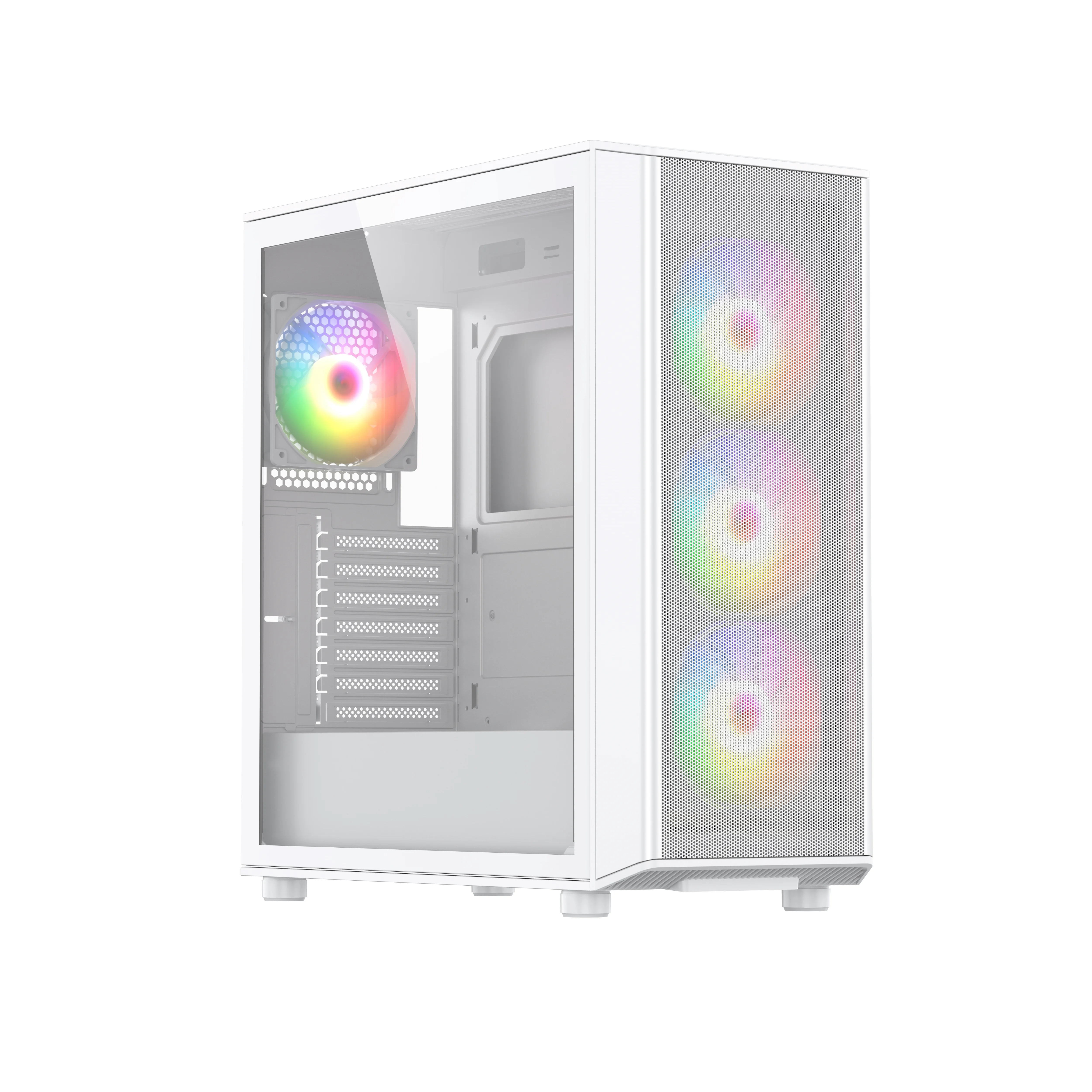 Atx Computer Case Mid Tower Cabinet White Pc Case Tempered Glass Cases ...