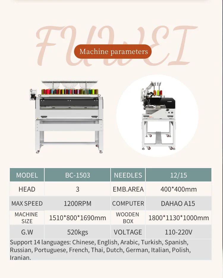 Newest Fuwei High Quality 3 Head Embroidery Machine With Factory Direct ...