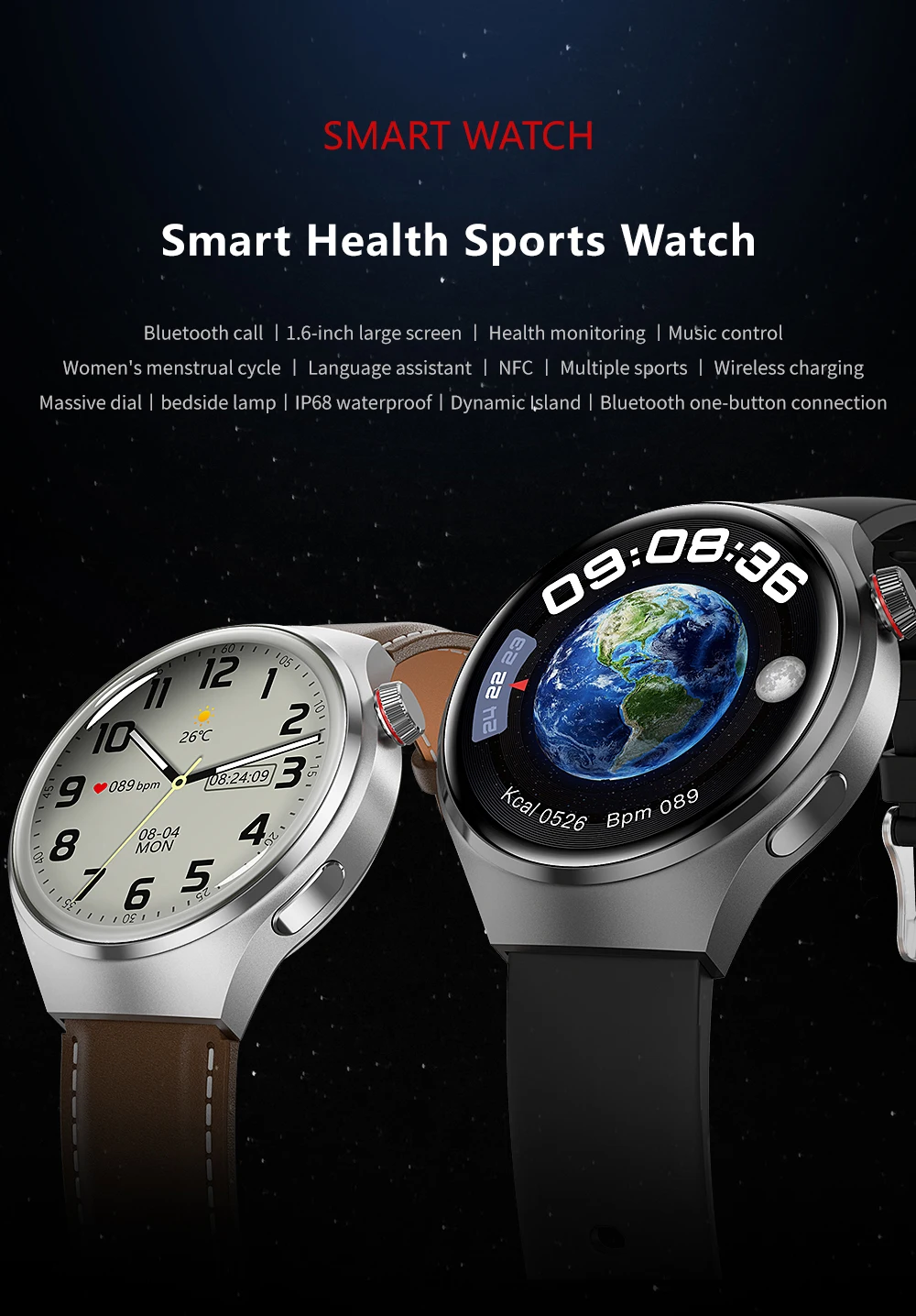 2023 Gt4 Big Screen Round Smart Watch Men Ip68 Waterproof Answer Calls ...