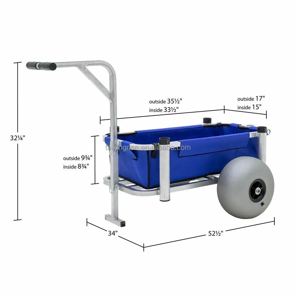 Beach Fishing Cart & Marine Carts with Balloon Tires for Sand