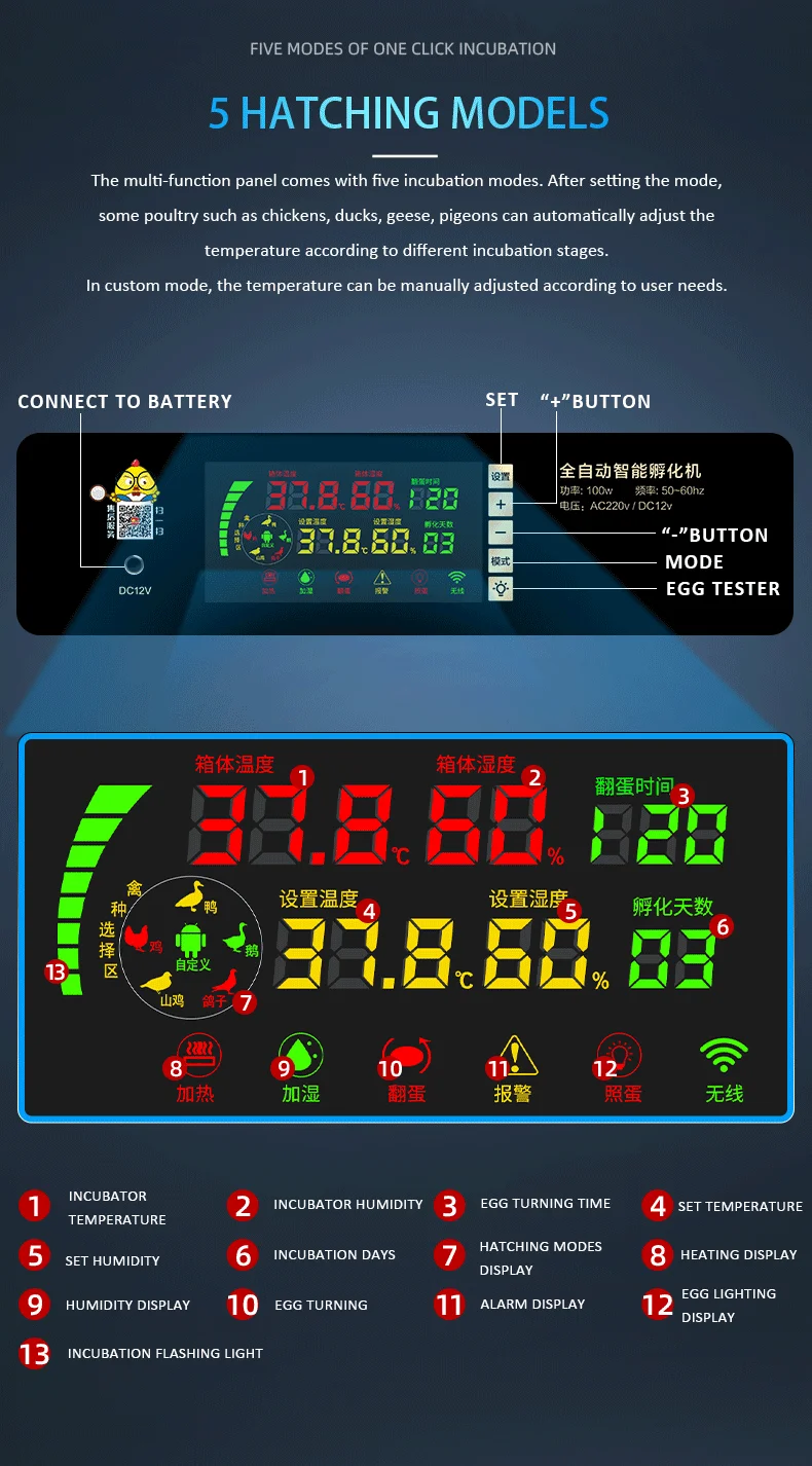 100 Egg Incubator - Efficient Hatching Machine Poultry Setter