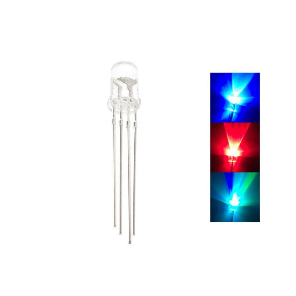 5mm RGB LED Common Cathode Tri-Color Emitting Diodes F5 RGB Diffused ...