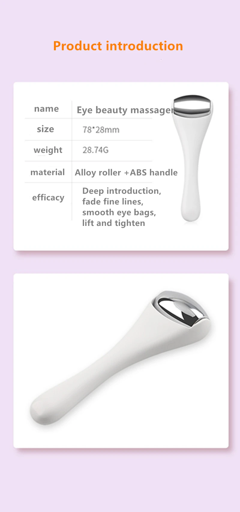 Facial Roller Home Use Mini Needleless Ice Roller Metal Eye Roller ...