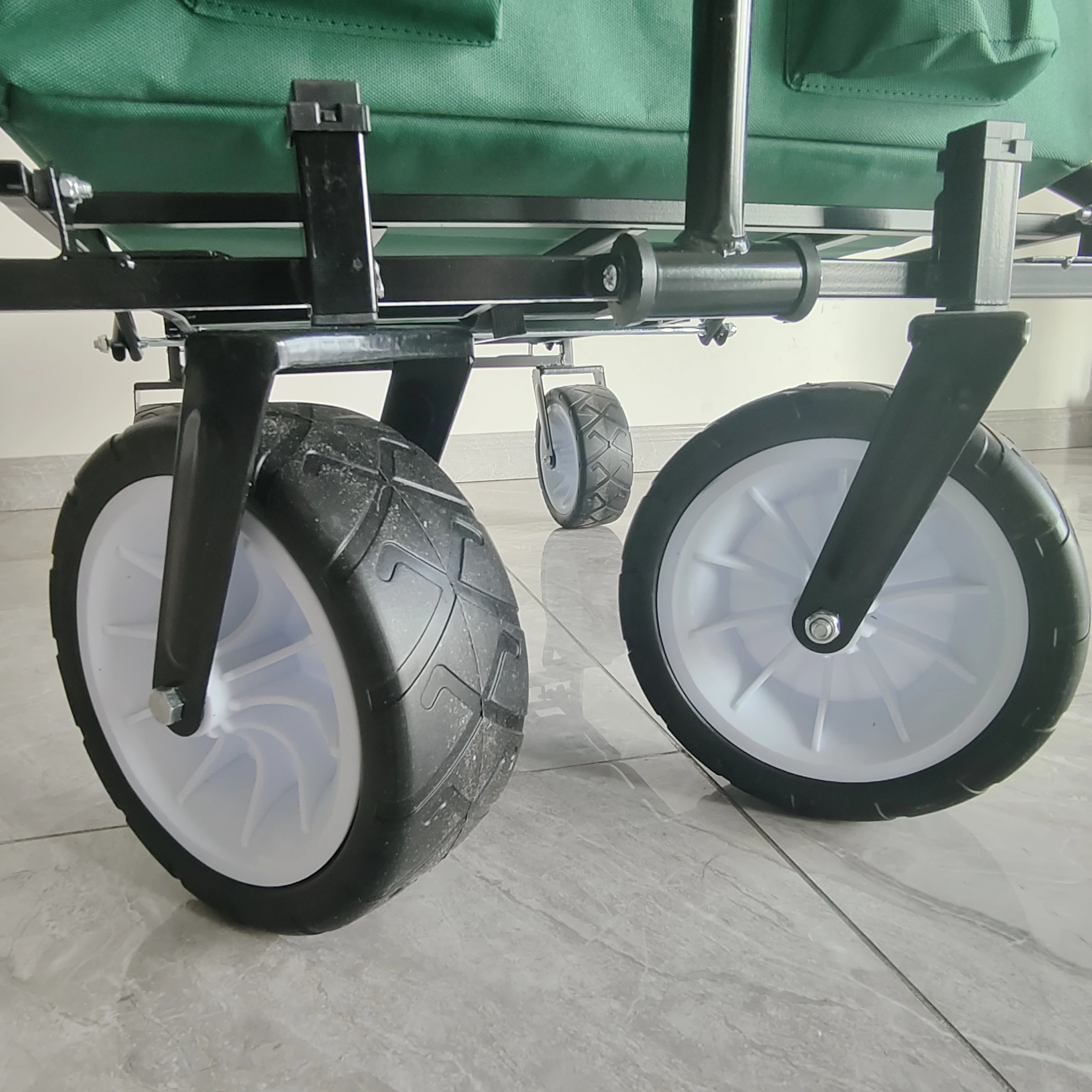 Collapsible Four-Wheel Utility Garden Cart Wagon with Wide Brake Wheels ...