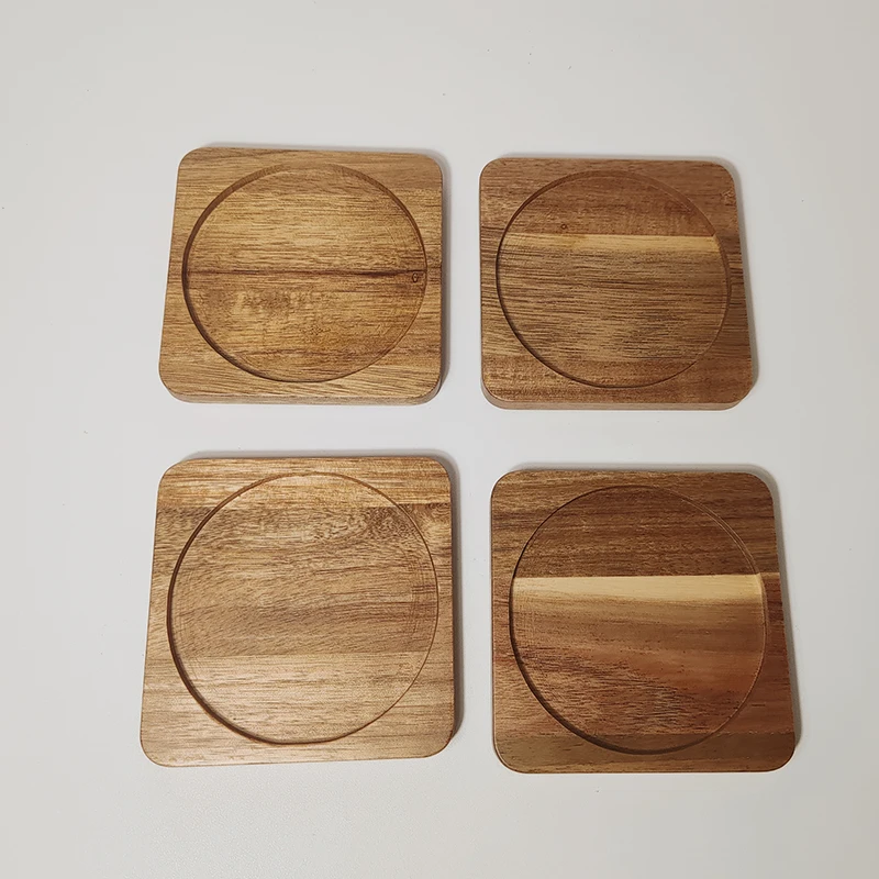 Acacia Coaster Wood Custom Round 4 Inches for Party Hotel