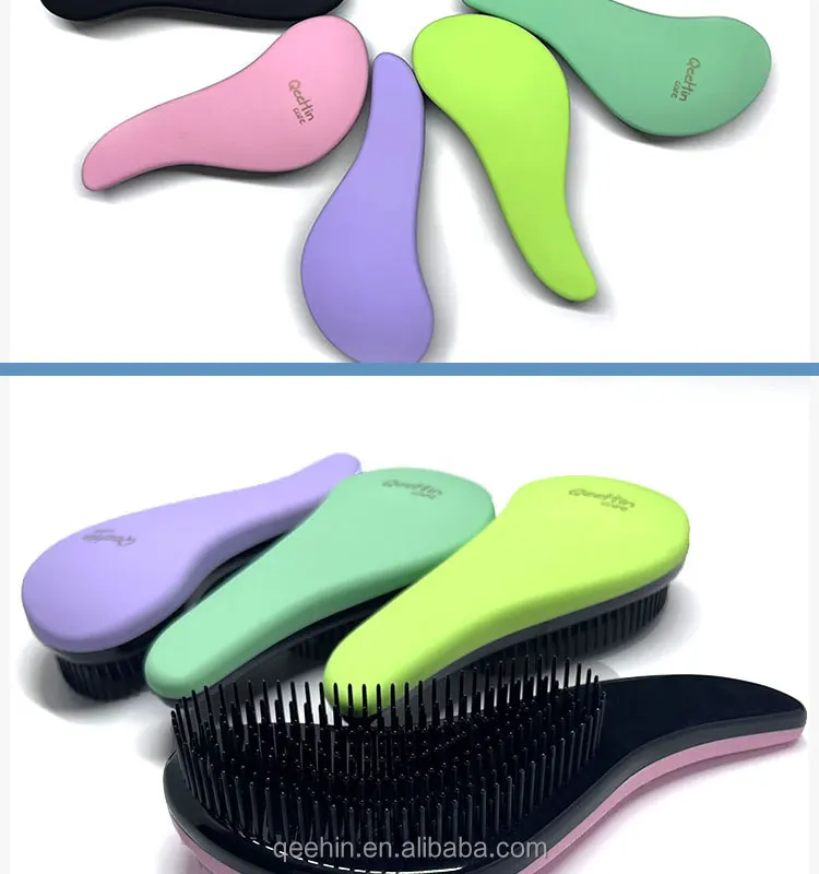Custom logo Black Matte Soft Touch Detangler Brush Curls Women ...