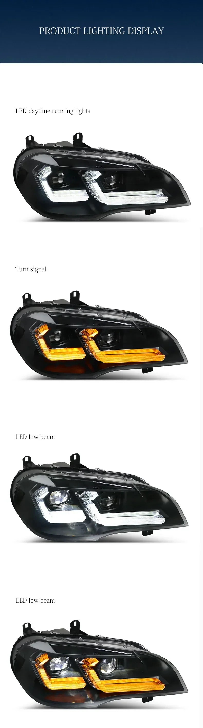 Sjc Modified Full Led Headlamps For Bmw X5 E70 Headlights Front Turn ...